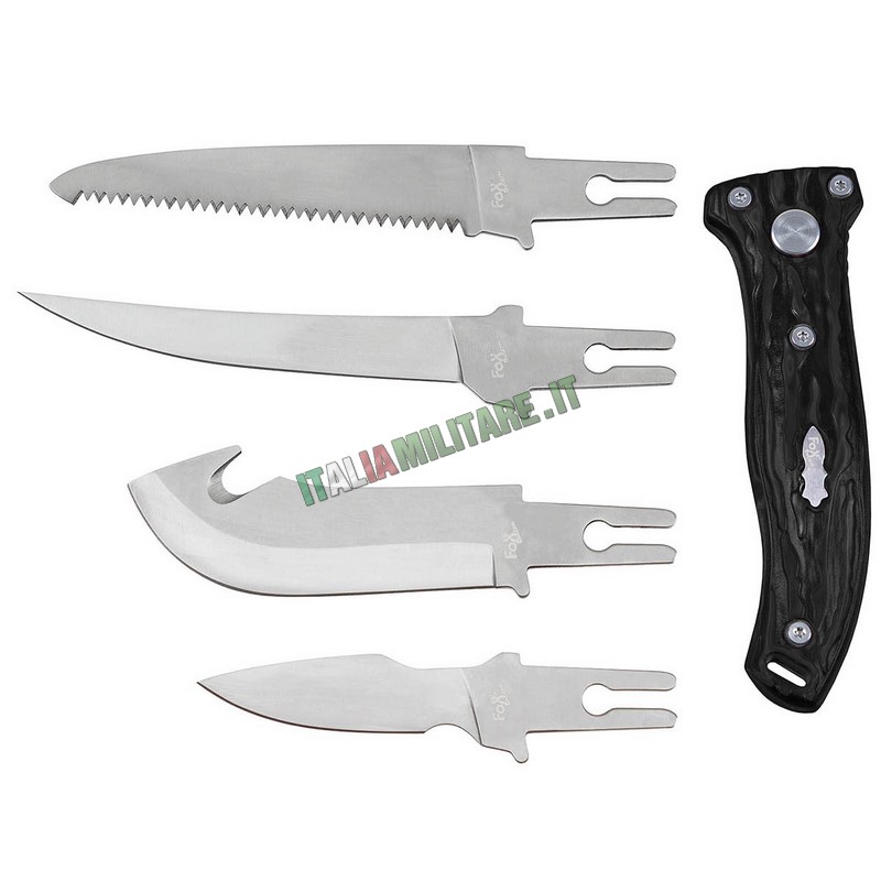 Coltello Hunter con 4 Lame Intercambiabili e Fodero