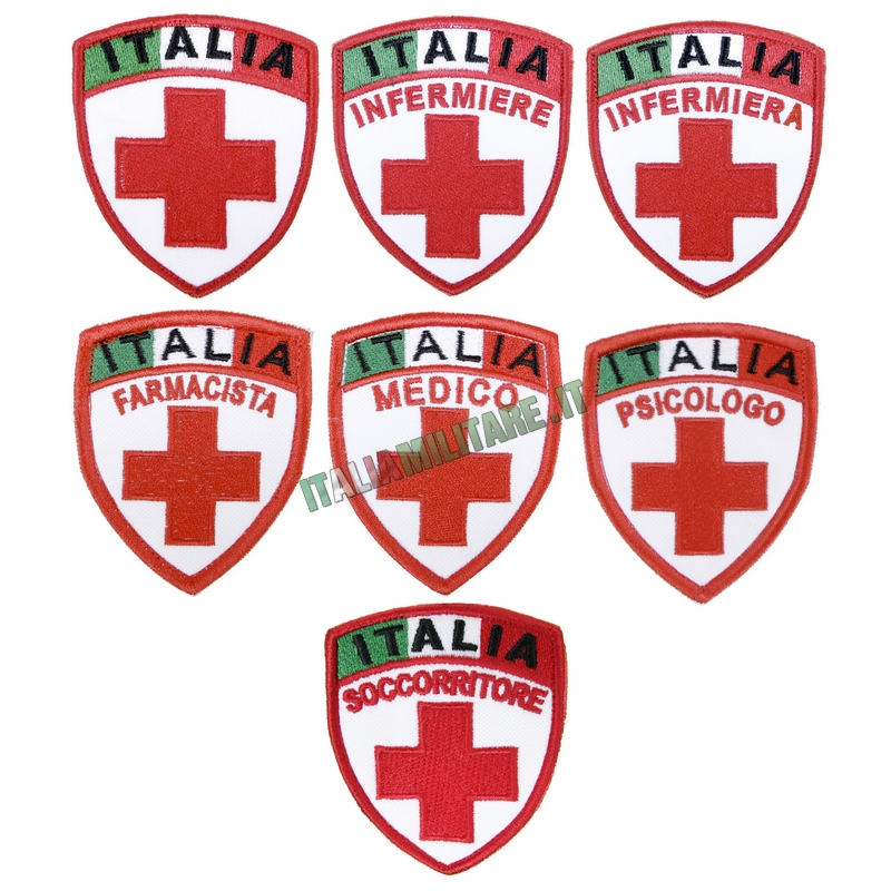 Patch Scudetto Italia Croce Rossa Ricamata e con Scratch